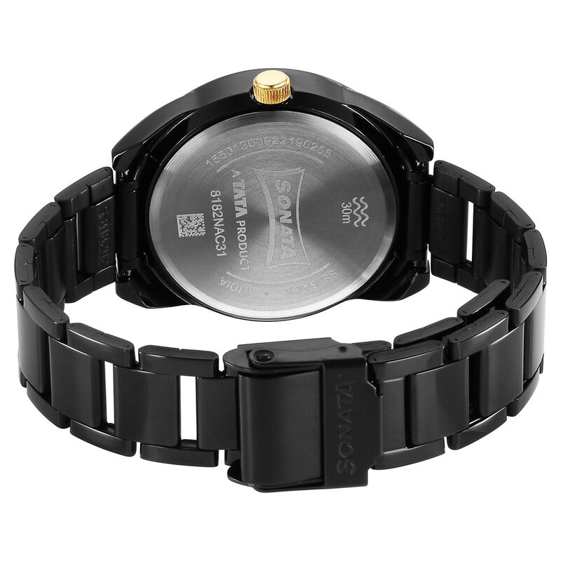Sonata Unveil Quartz Multifunction Black Dial Stainless Steel Strap ...