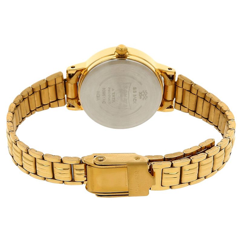 Sonata Quartz Analog White Dial Stainless Steel Strap Watch for Women