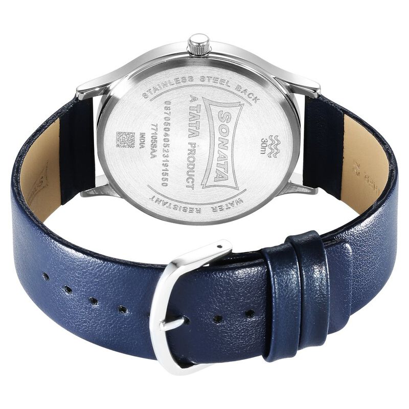 Sonata Aspire Quartz Analog Silver Dial Leather Strap Watch for Men