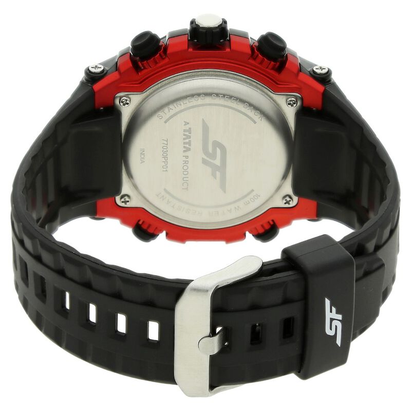 SF Quartz Digital Dial Plastic Strap Watch for Men