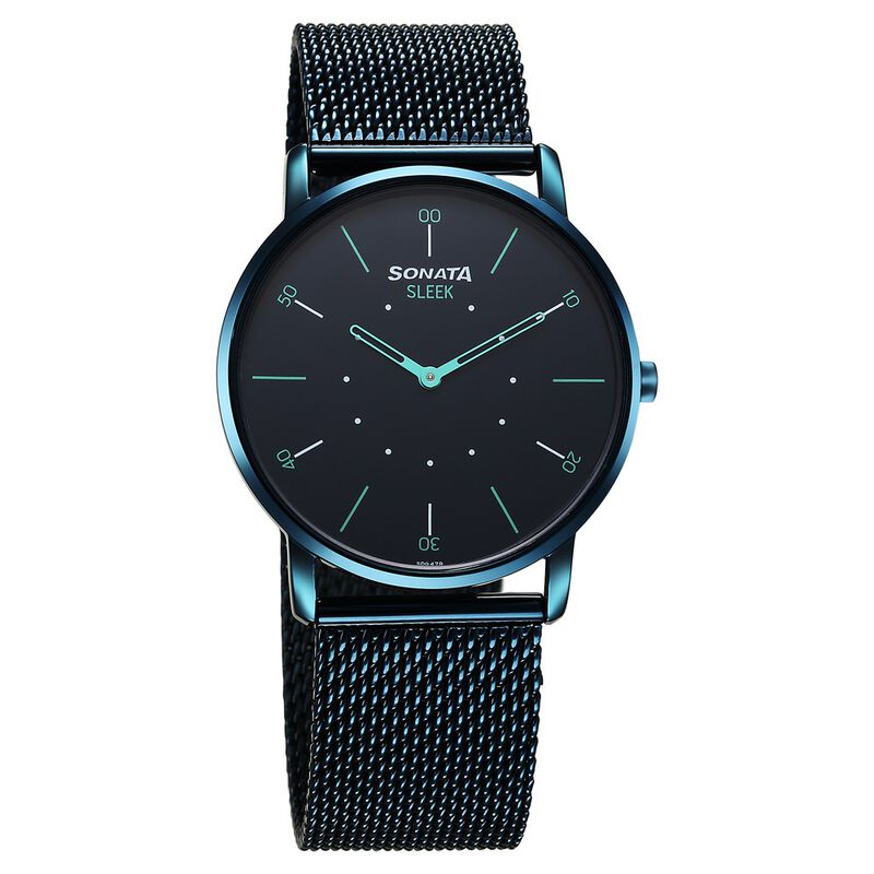 Buy Online Sonata Sleek Quartz Analog Blue Dial Blue Stainless Steel ...