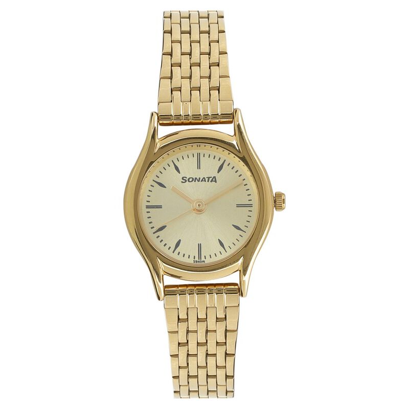 Buy Online Sonata Essentials Champagne Dial Women Watch With Stainless ...