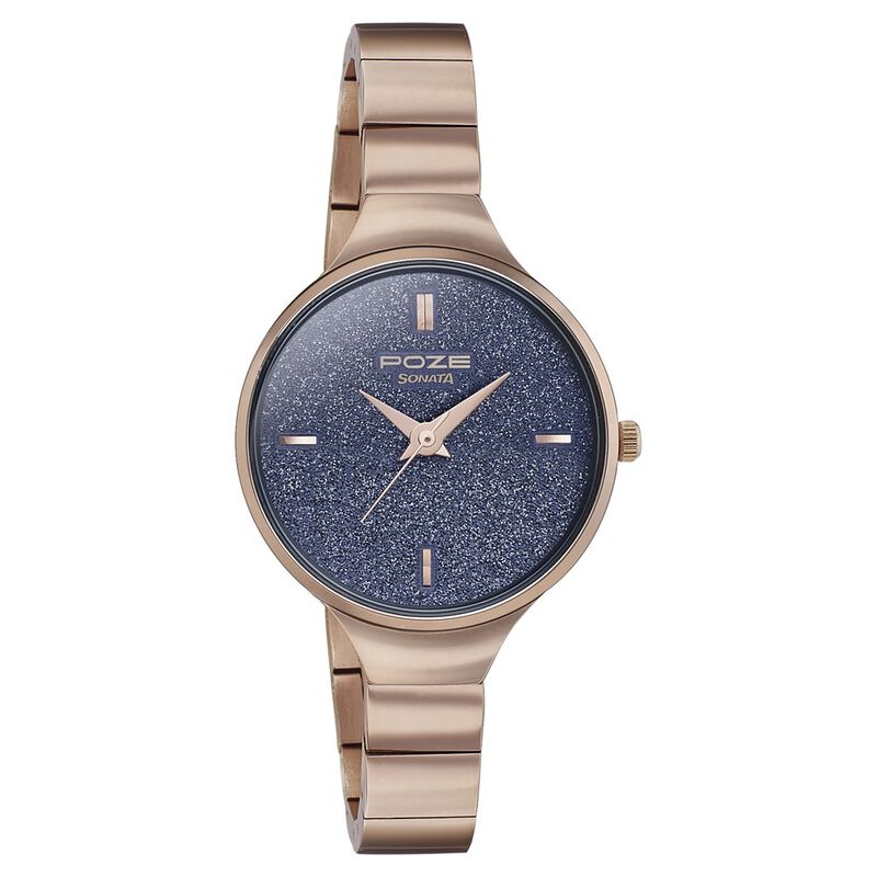Poze by Sonata Quartz Analog Blue Dial Metal Strap Watch for Women