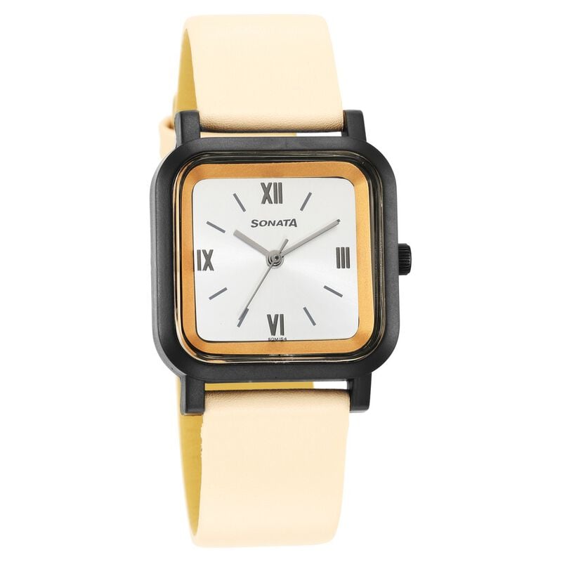 Buy Online Sonata Pop Silver Dial Women Watch With Leather Strap ...