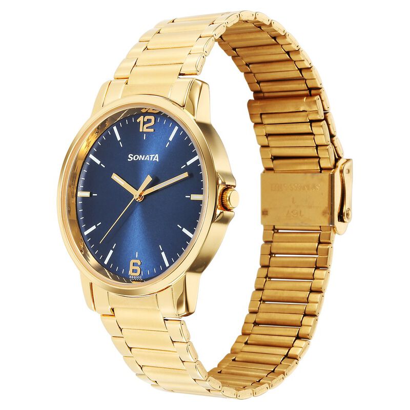 Sonata Traditional Essentials Quartz Analog Blue Dial Stainless Steel ...