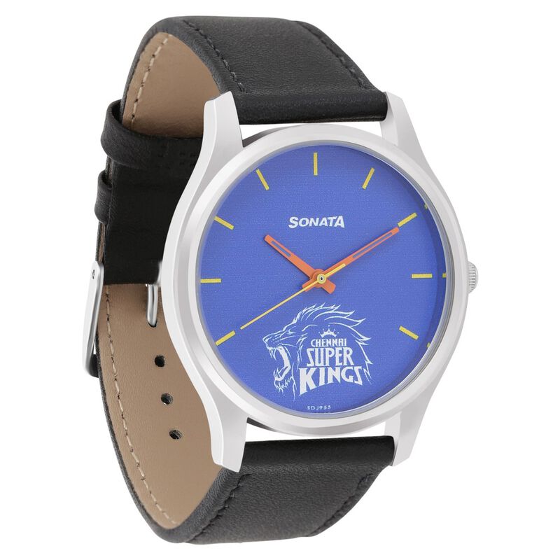 Sonata CSK Quartz Analog Blue Dial Leather Strap Unisex Watch