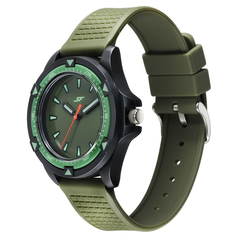 SF Sporty Green Dial Polyurethane Strap Watch for Men