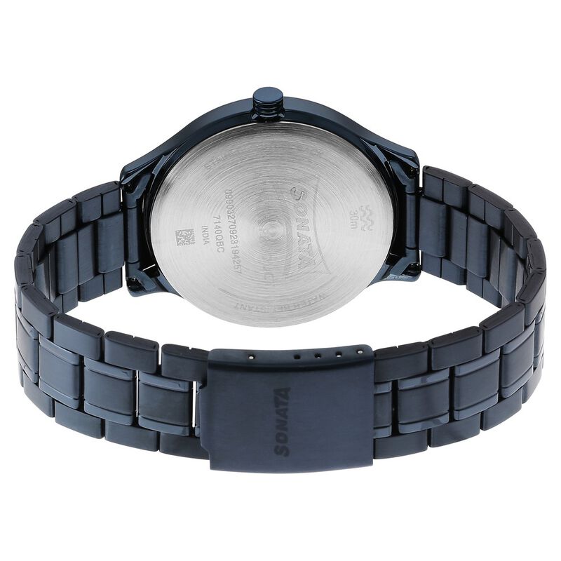 Sonata Unveil Quartz Analog Blue Dial Stainless Steel Strap Watch for Men