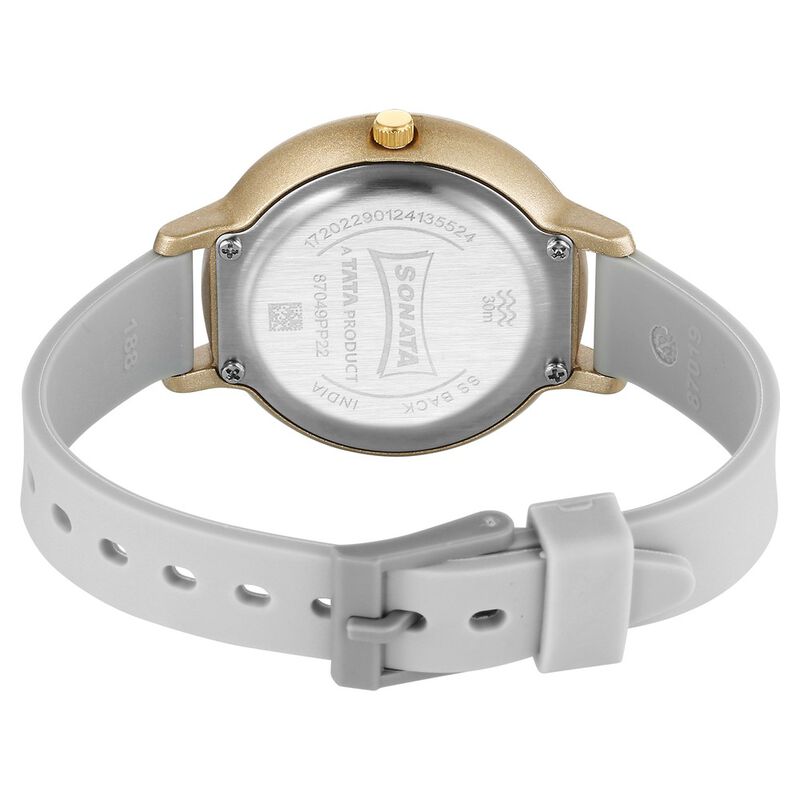 Sonata Splash Quartz Analog Silver Dial Plastic Strap Watch for Women