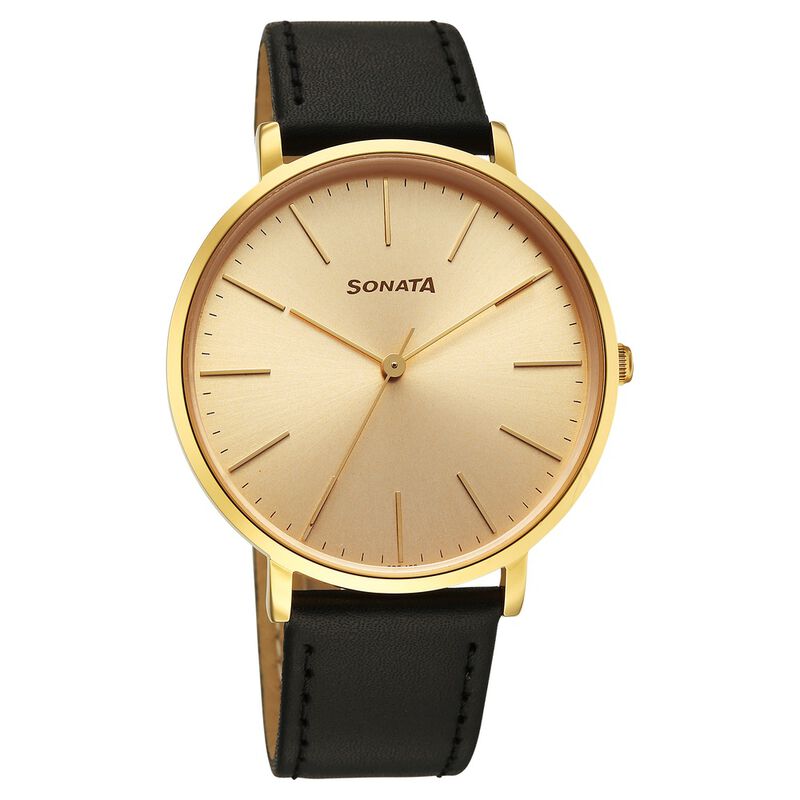 Buy Online Sonata Traditional Essentials Quartz Analog Champagne Dial ...