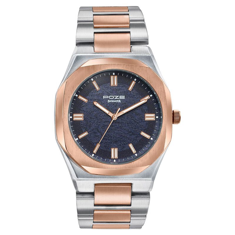 Buy Online Poze Poze Quartz Analog Black Dial Black Metal Strap Watch ...