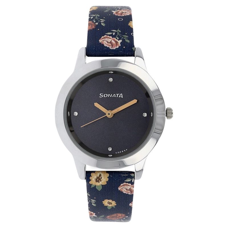 Buy Online Sonata Quartz Analog Blue Dial Leather Strap Watch for Women ...