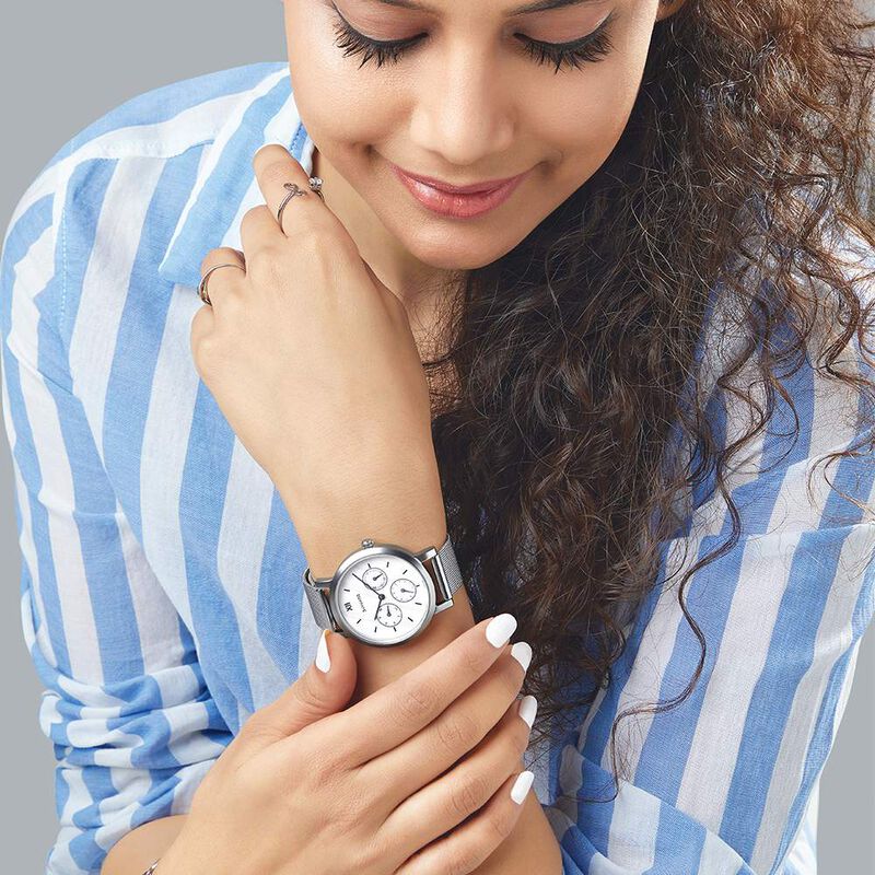 Buy Online Sonata Multifunctions Silver Dial Women Watch With Metal ...