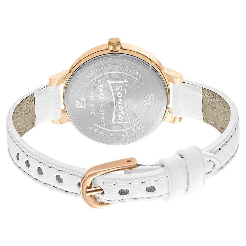 Sonata Unveil Quartz Multifunction Leather Strap Watch for Women