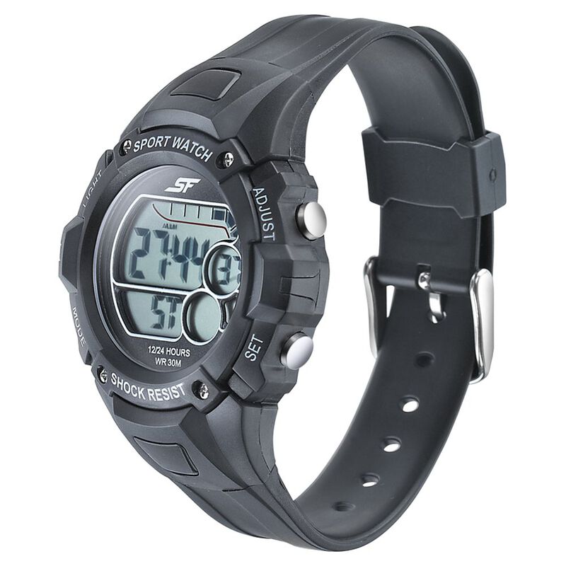 SF Digital Dial Black PU Strap Watch for Men