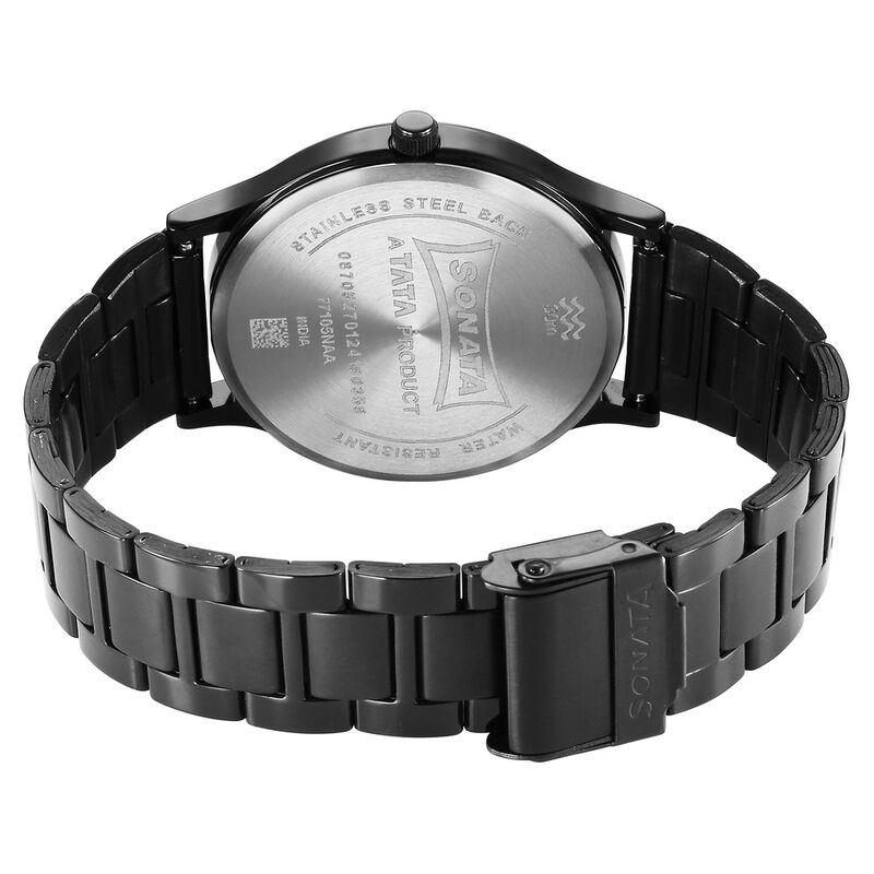Sonata Aspire Quartz Analog Black Dial Stainless Steel Strap Watch for Men
