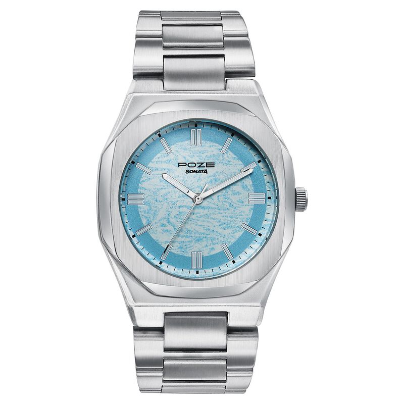 Buy Online Poze Poze Quartz Analog Blue Dial Blue Metal Strap Watch For ...