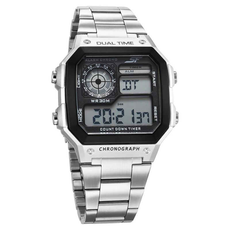 Buy Online SF Digital Dial Silver Stainless Steel Strap Watch For ...