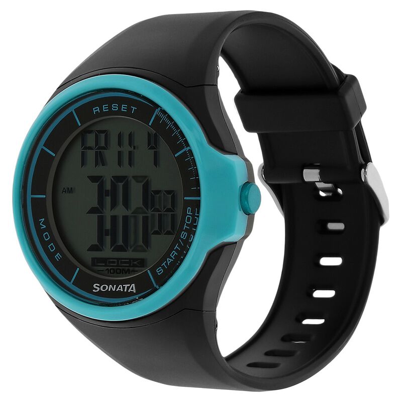 SF Digital Dial Black Plastic Strap Watch for Men