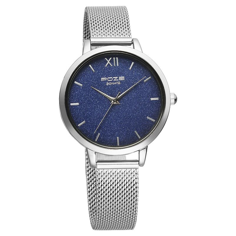Poze by Sonata Quartz Analog Blue Dial Stainless Steel Strap Watch for ...