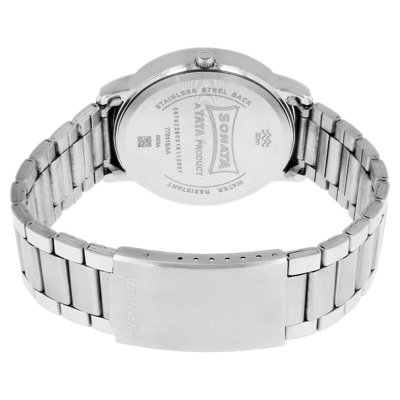 Sonata Quartz Analog with Day and Date Silver Dial Stainless Steel ...