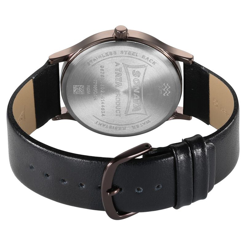 Sonata Aspire Quartz Analog Brown Dial Leather Strap Watch for Men