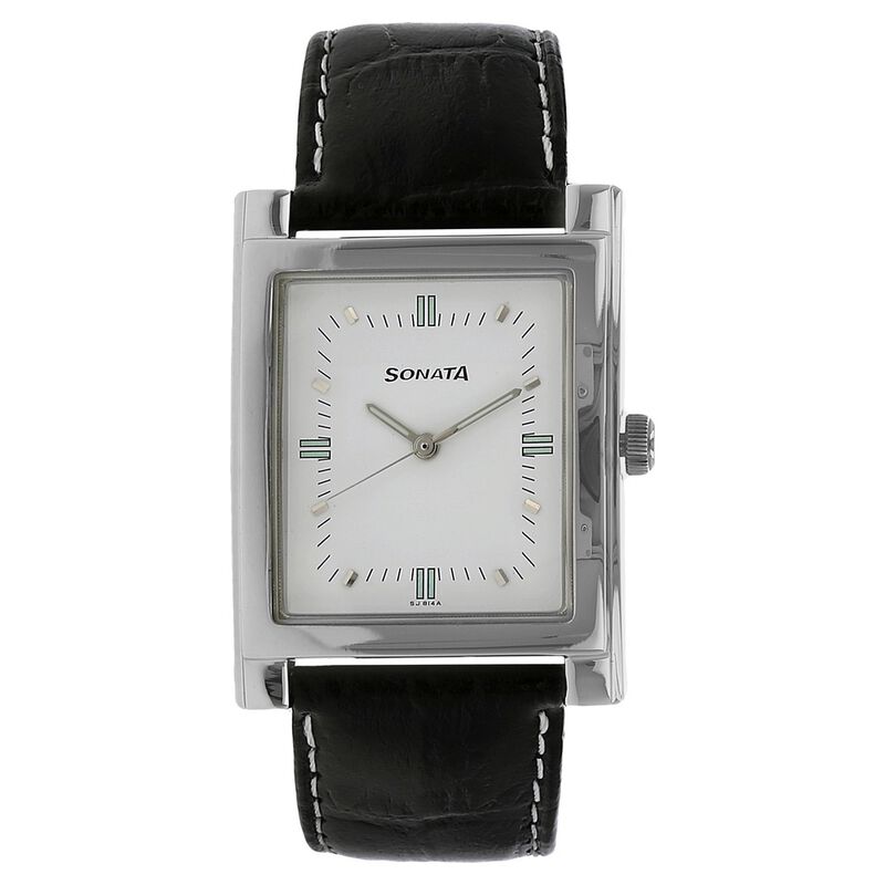 Buy Online Sonata Quartz Analog White Dial Leather Strap Watch for Men ...