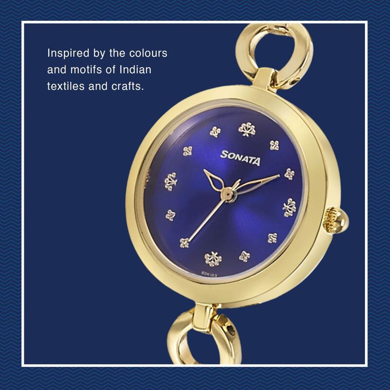 Sonata Wedding Blue Dial Women Watch With Stainless Steel Strap