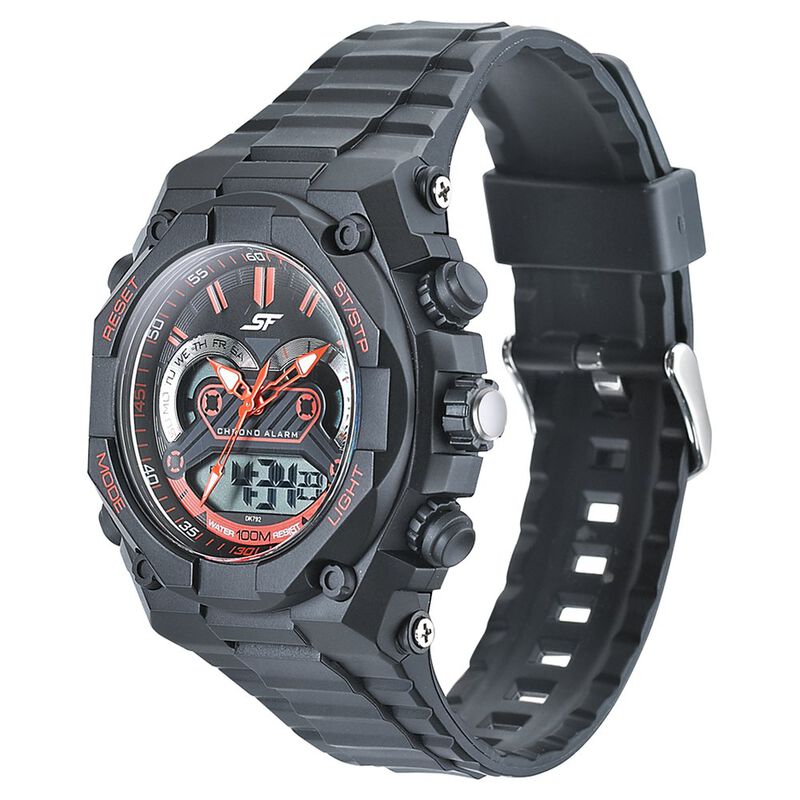 SF Quartz Analog Digital Black Dial Watch for Men