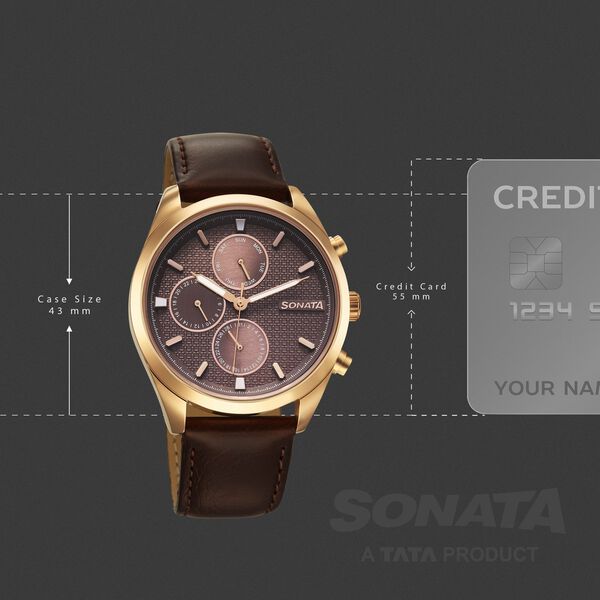 Buy Online Sonata Magna Quartz Multifunction Brown Dial Rose Gold ...