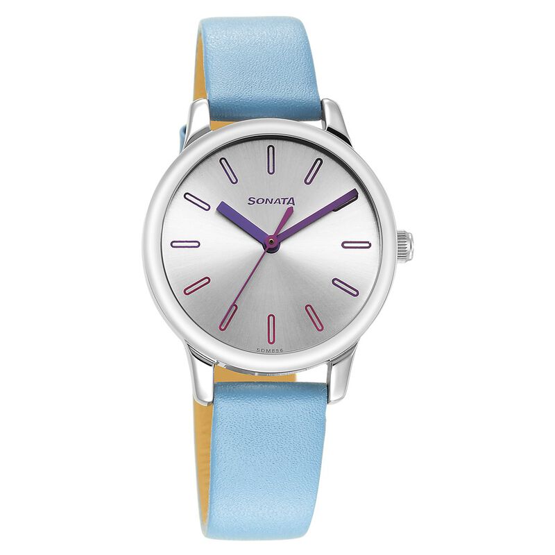 Buy Online Sonata Splash Silver Dial Women Watch With Leather Strap ...
