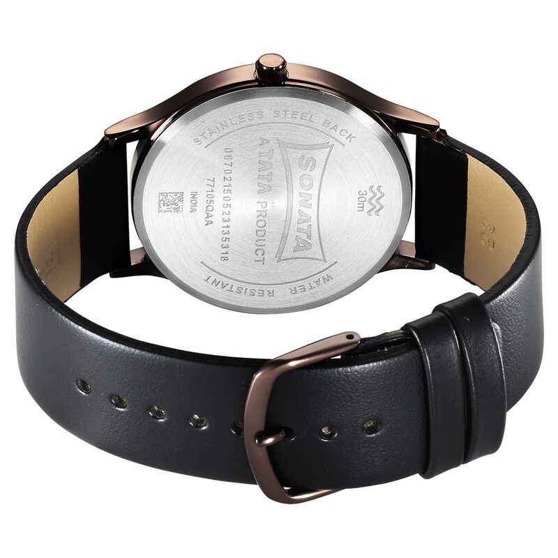 Sonata Aspire Quartz Analog Silver Dial Leather Strap Watch for Men