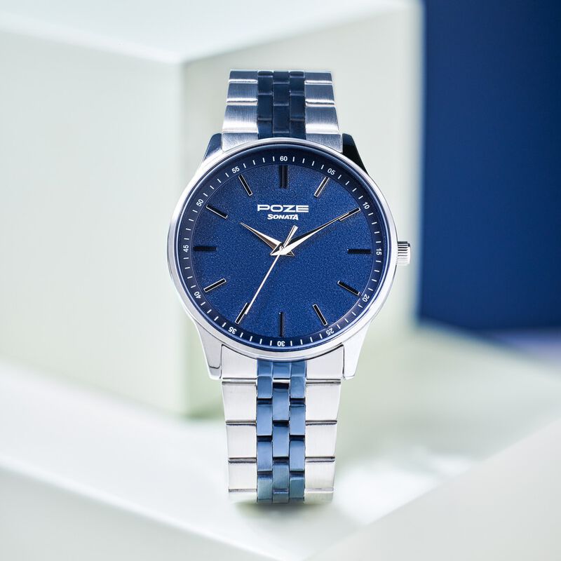 Buy Online Sonata Poze Quartz Analog Blue Round Dial Two Toned ...