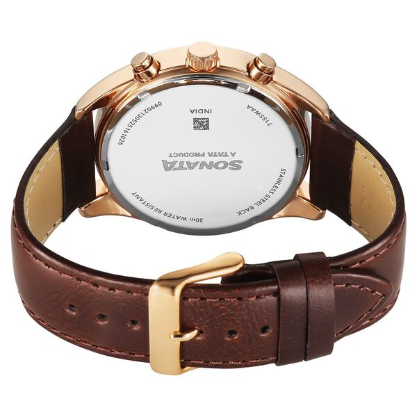 Buy Online Sonata Magna Quartz Multifunction Brown Dial Rose Gold ...