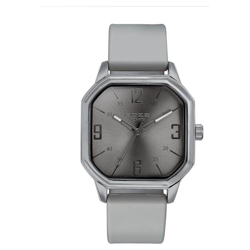 Sonata Poze Quartz Analog Grey Dial Silicone Strap Watch for Men