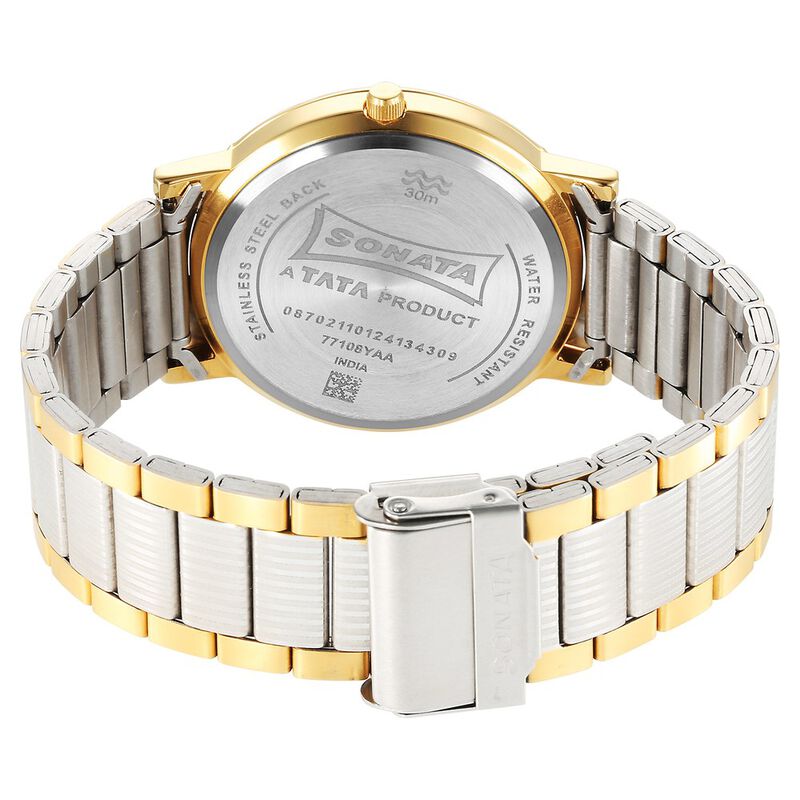 Sonata Utsav Quartz Analog White Dial Stainless Steel Strap Watch for Men