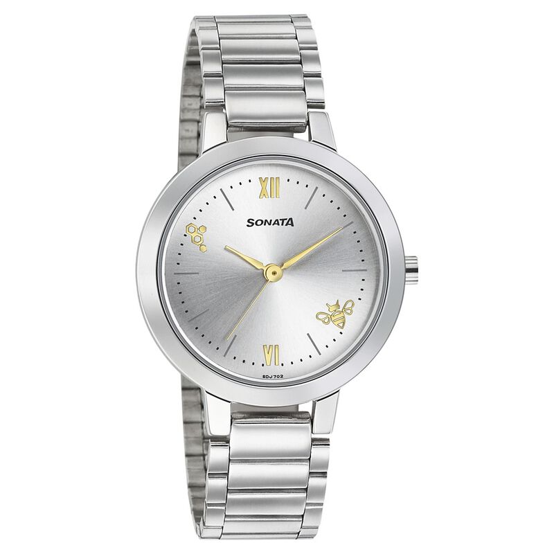 Buy Online Sonata Play Silver Dial Women Watch With Stainless Steel ...