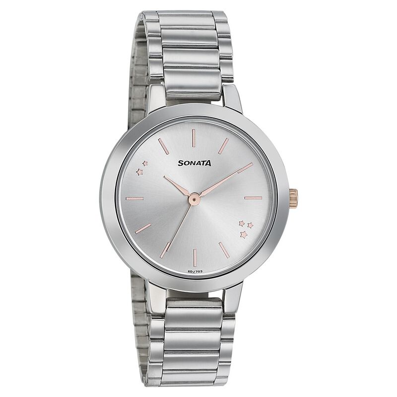 Buy Online Sonata Play Silver Dial Women Watch With Stainless Steel ...