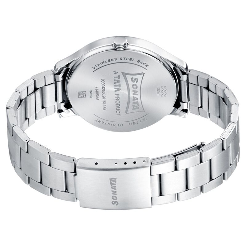 Sonata Quartz Multifunction Blue Dial Metal Strap Watch for Men