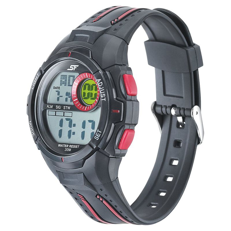 SF Digital Dial Black PU Strap Watch for Men