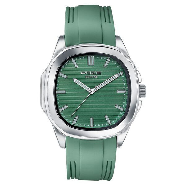 Buy Online Sonata Poze Quartz Analog Green Dial Green Colour Silicone ...