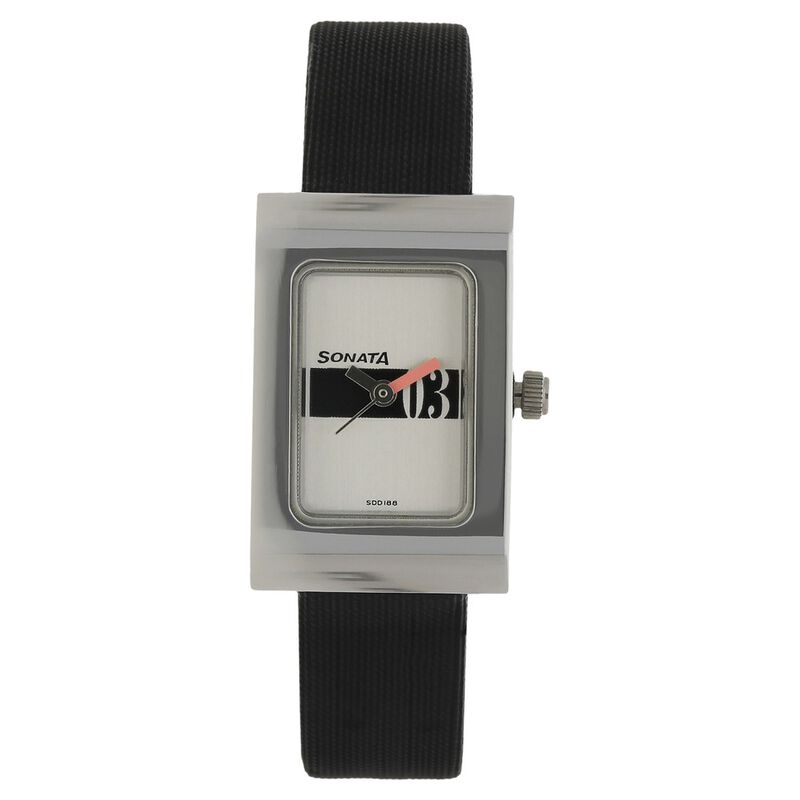 Buy Online Sonata Quartz Analog Silver Dial Leather Strap Watch for ...