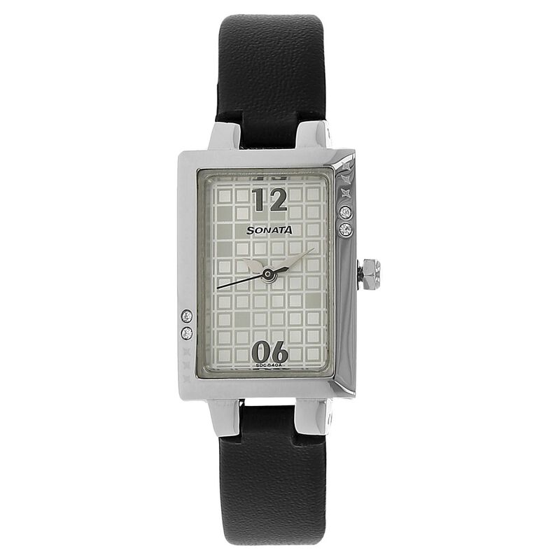 Buy Online Sonata Quartz Analog White Dial Leather Strap Watch for ...
