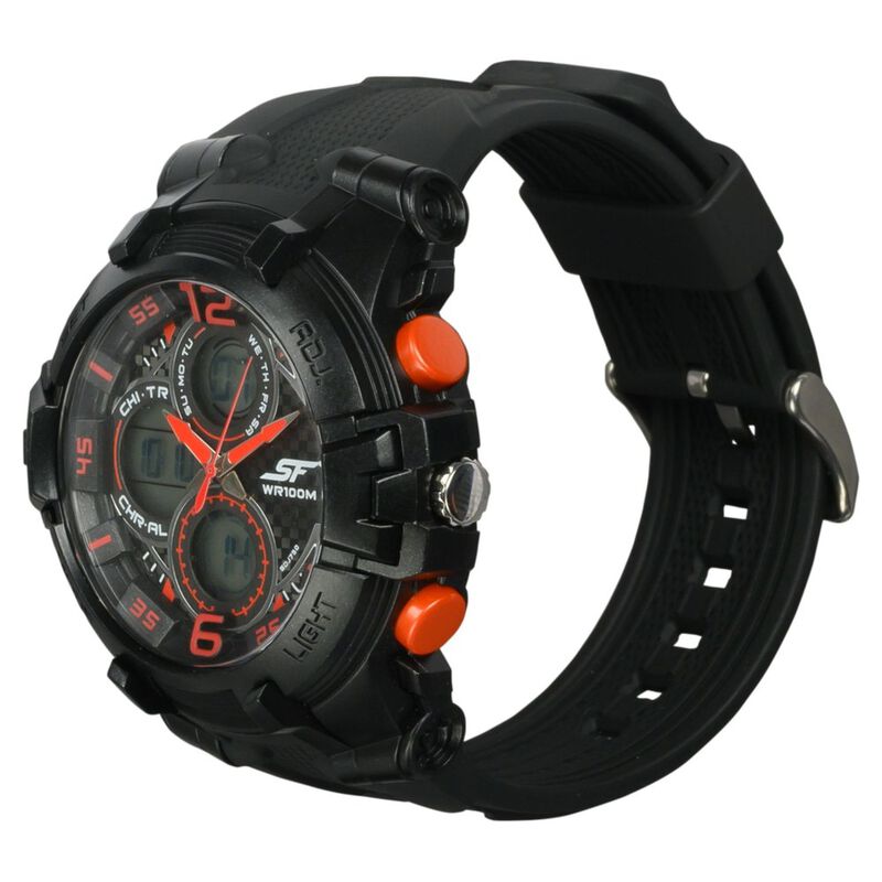 SF Nitro Quartz Analog Digital Dial PU Strap Watch for Men