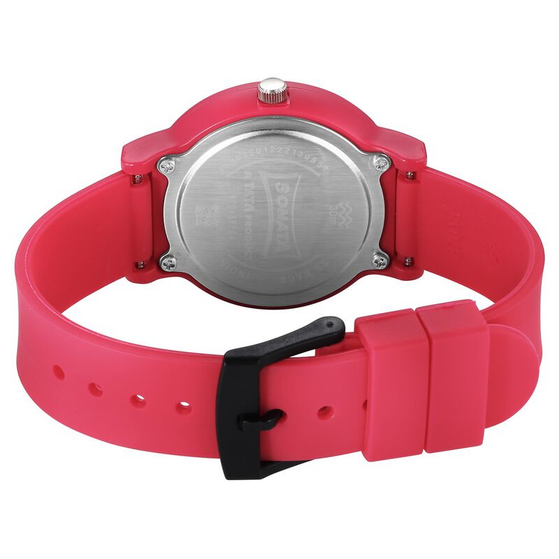 Sonata Splash Quartz Analog Pink Dial Plastic Strap Watch for Women