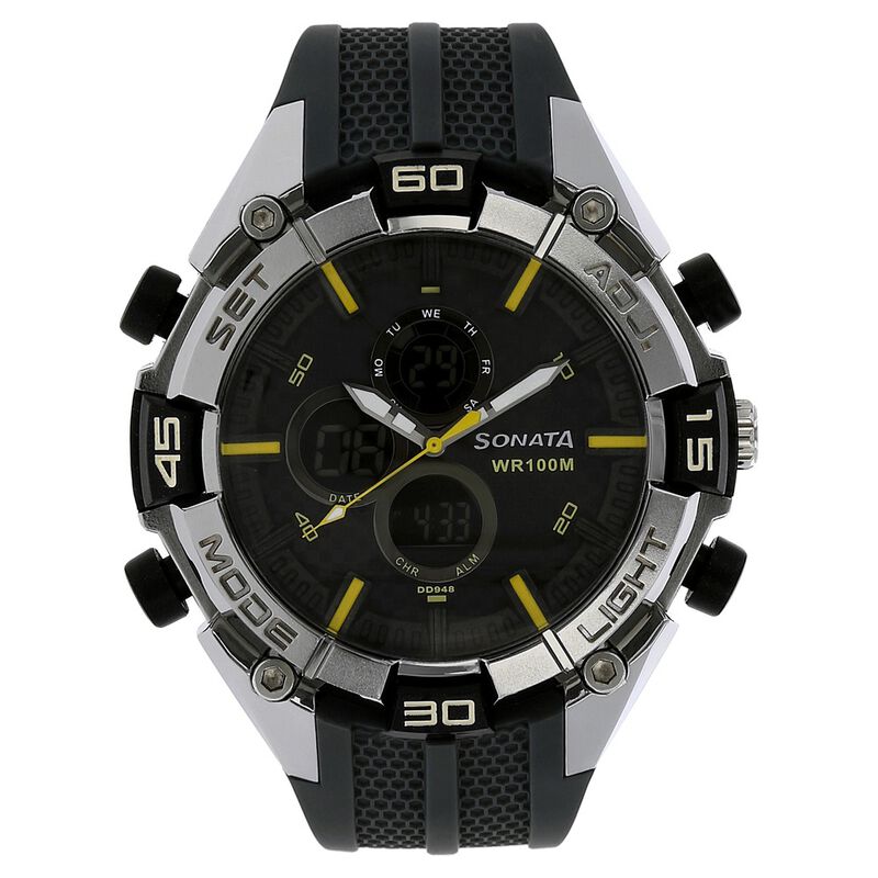 Buy Online SF Quartz Analog Digital Black Dial Plastic Strap Watch for ...