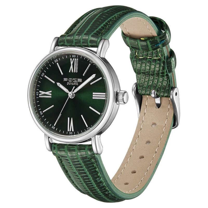 Poze by Sonata Quartz Analog Green Dial PU Leather Strap Watch for Women