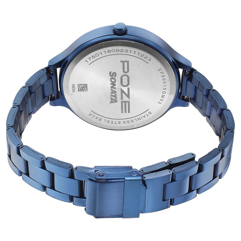 Sonata Poze Quartz Analog Blue dial Metal Strap Watch for Women