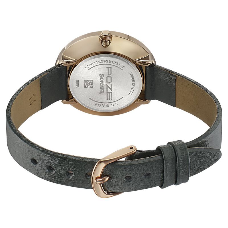 Sonata Poze Quartz Analog Green Dial Leather Strap Watch for Women