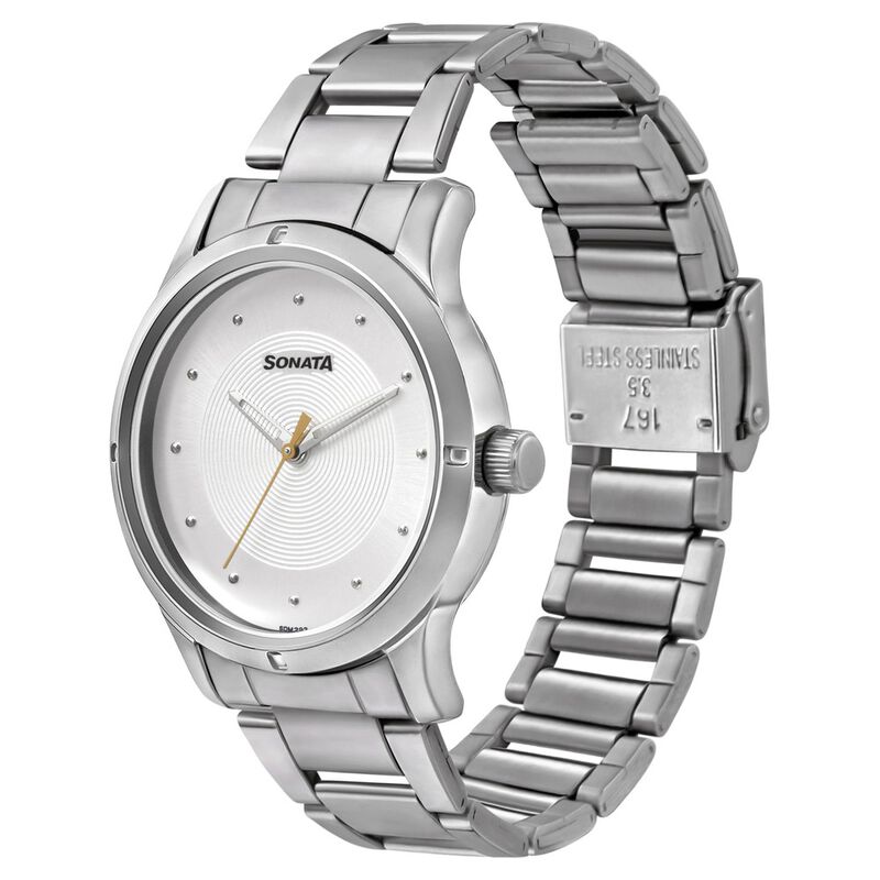 Sonata Women of Steel Silver Dial Metal Strap Watch for Women